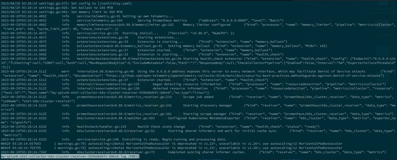 Kubernetes Cluster Receiver Metrics Lag - Getting debug logs from the ...