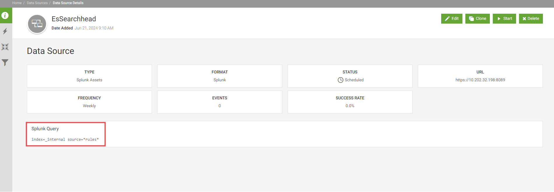 Verify changes made to Splunk Asset data query in UBA. | Splunk