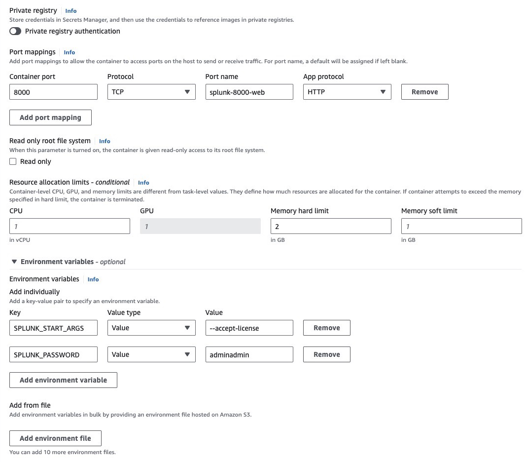 Unable to deploy the Splunk docker container image on the Microsoft ...