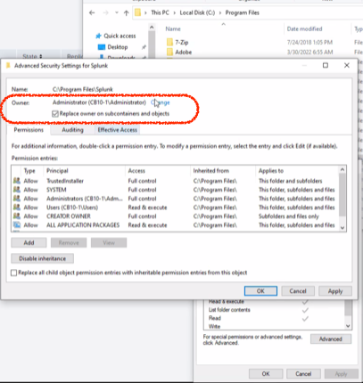 How to Correct Windows Permissions Inheritance for Splunk | Splunk