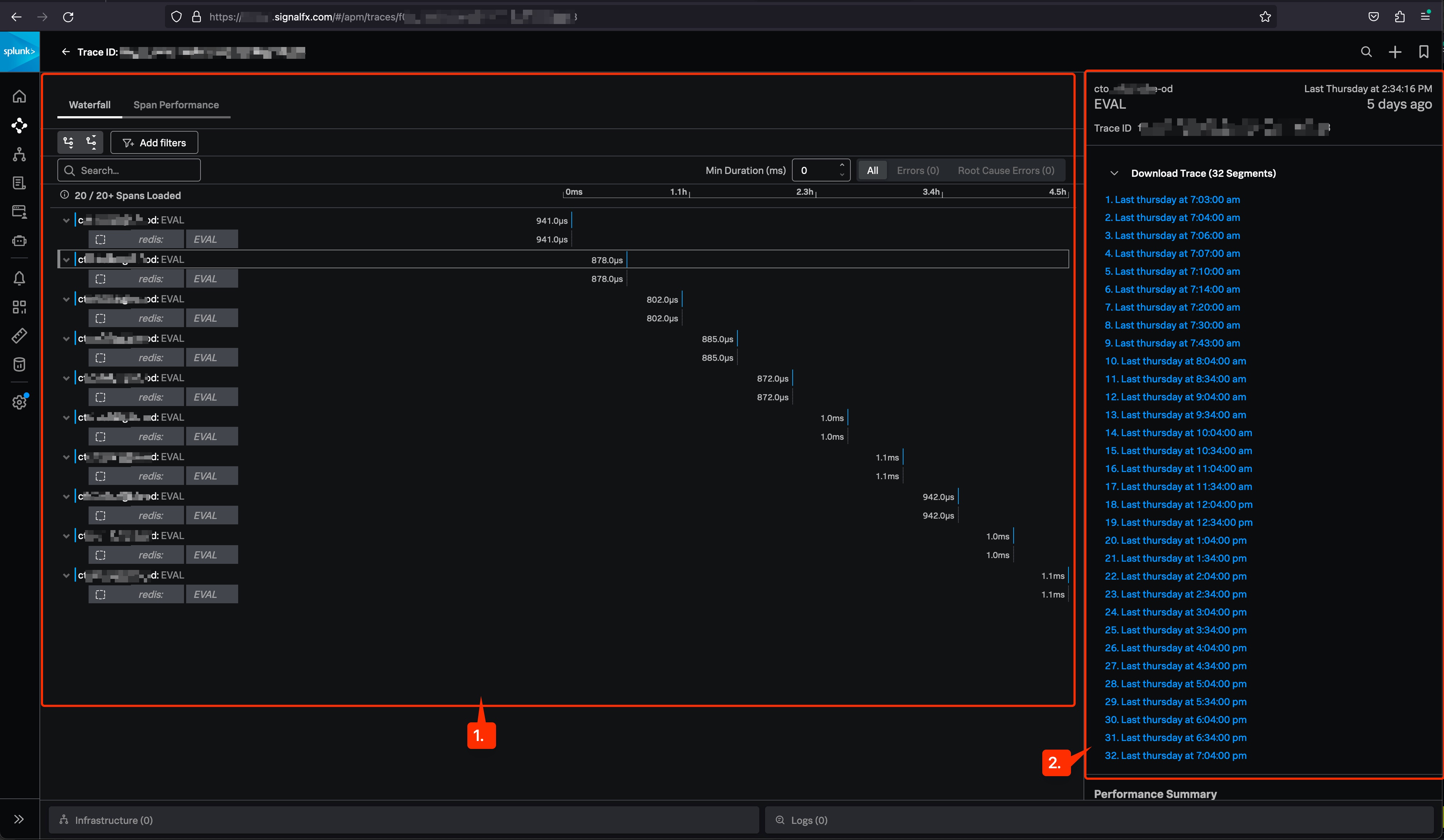 Seeing less spans in APM waterfall view than segments- "We've reached ...
