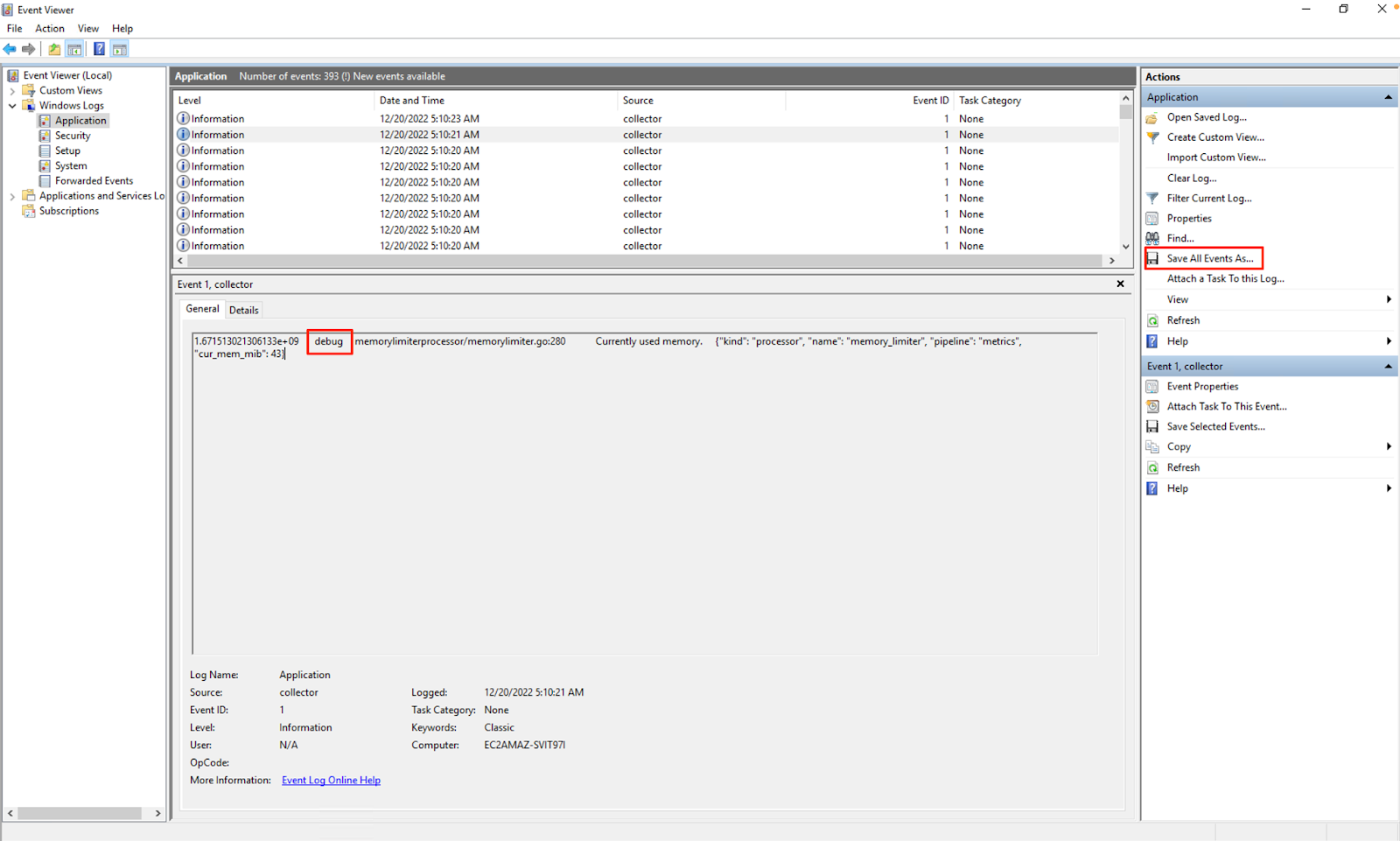 Retrieving Debug Logs on OTel Collector (Microsoft Windows) | Splunk