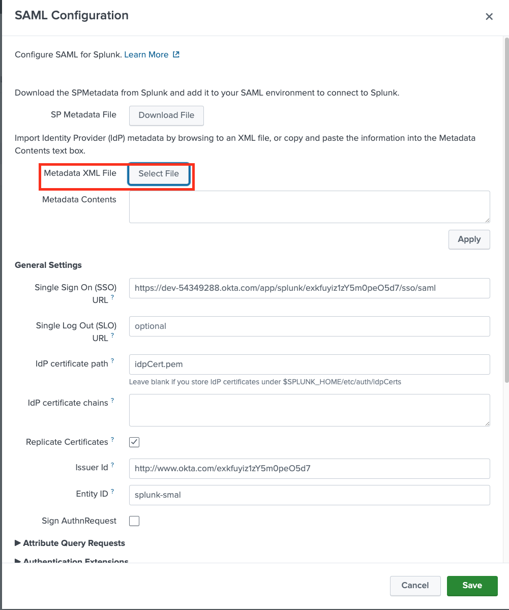 SAML configuration with OKTA as the IDP | Splunk