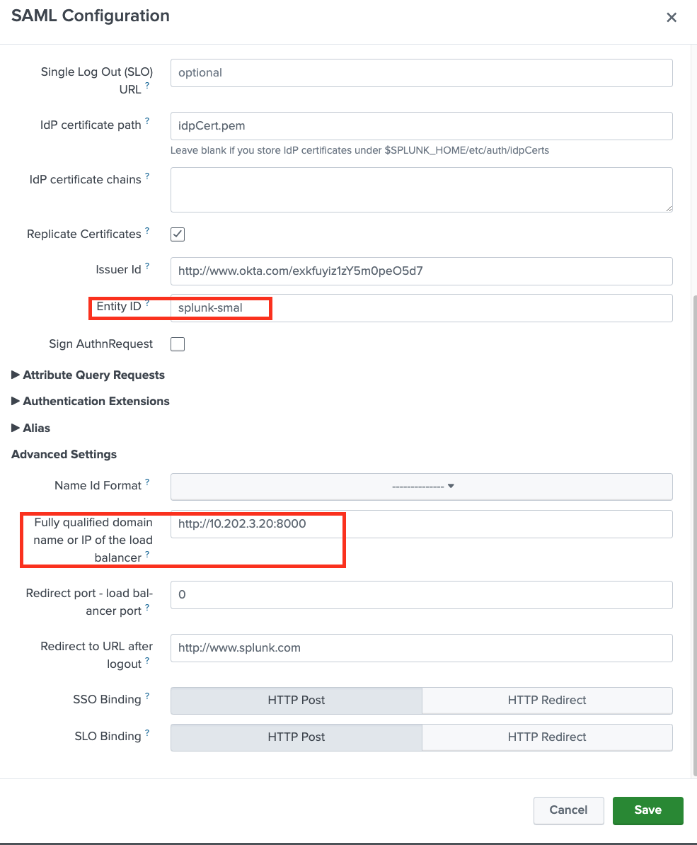 SAML configuration with OKTA as the IDP | Splunk