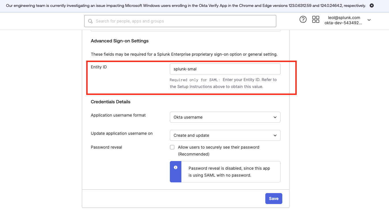 SAML configuration with OKTA as the IDP | Splunk