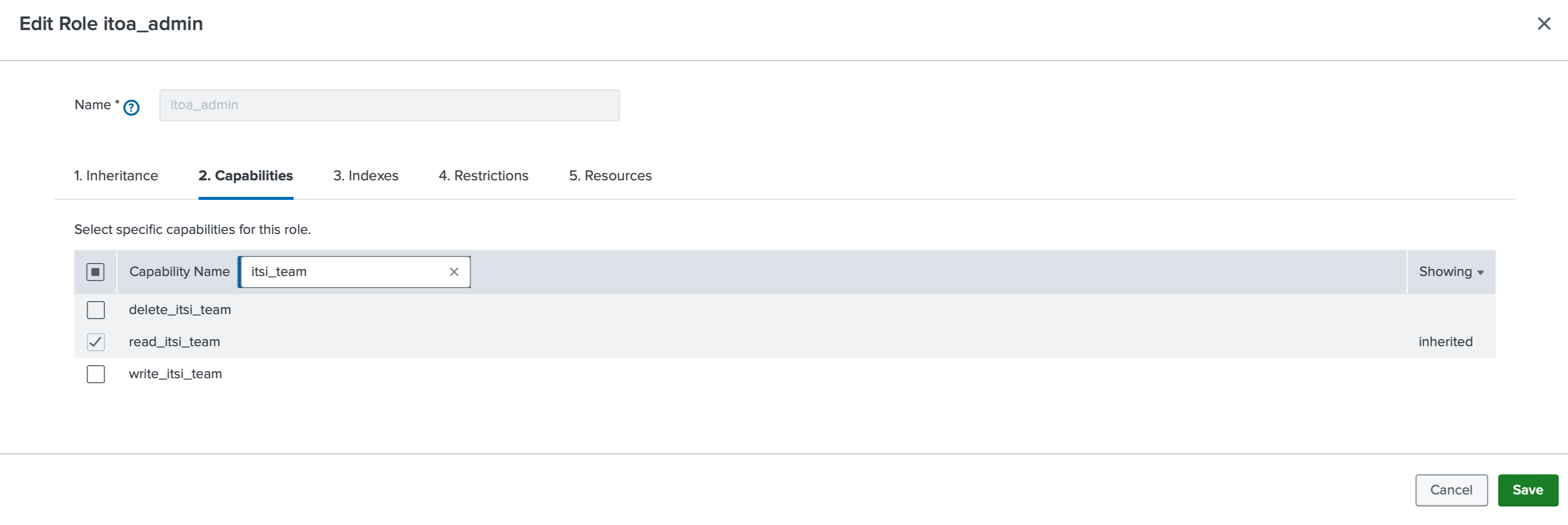 ITSI Upgrade Readiness Dashboard display issue "Missing capabilities ...