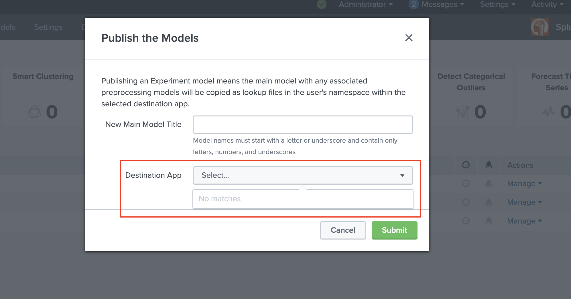 Unable to Publish Experiment in Splunk Machine Learning Toolkit Add-on ...