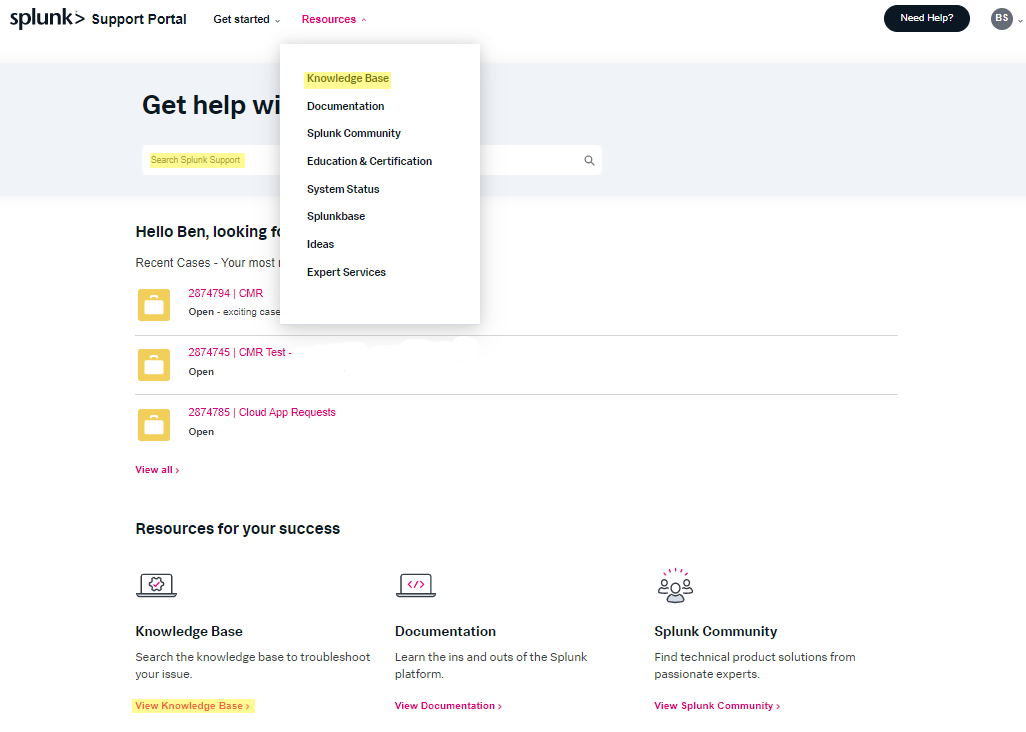 Support Portal FAQ | Splunk