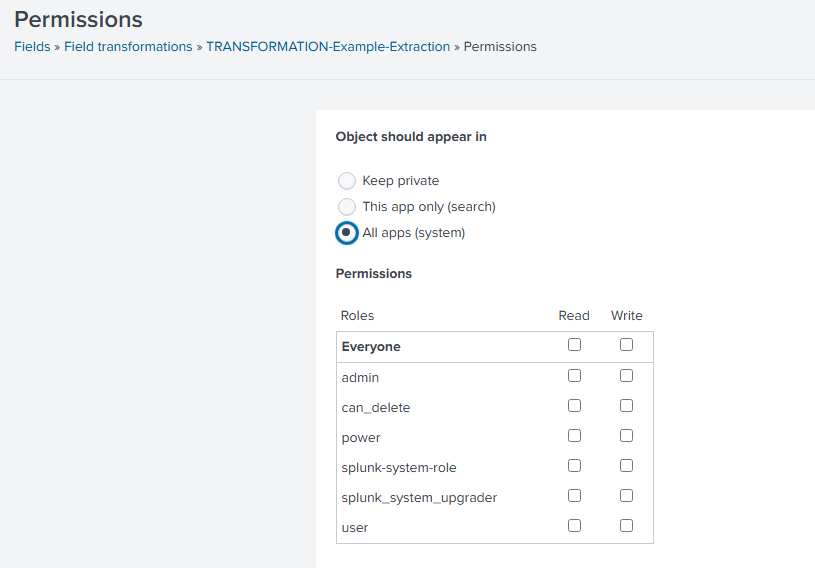 Extracted fields are not visible to all users or apps | Splunk
