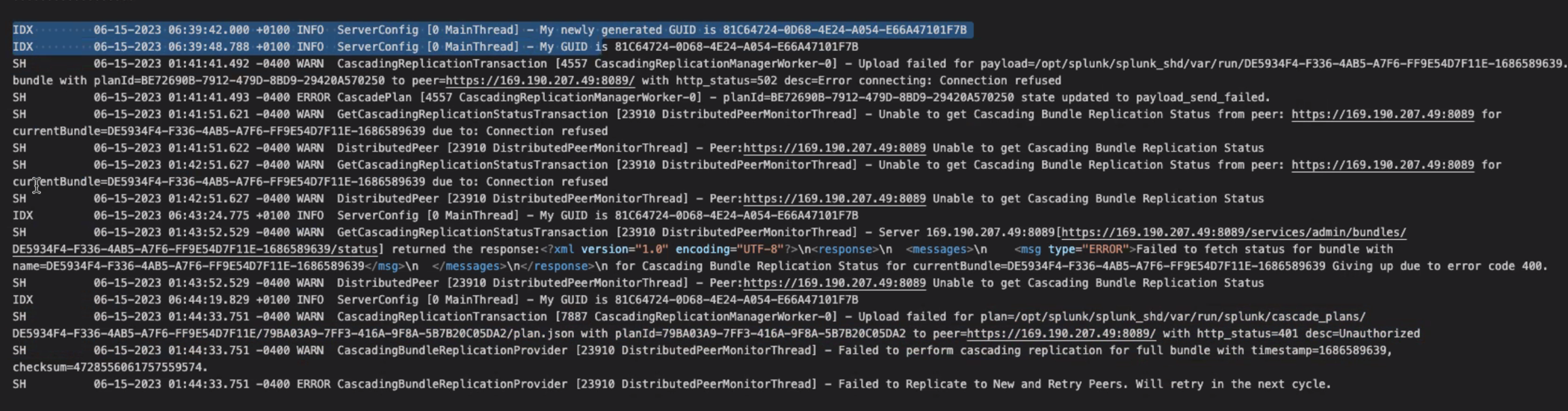 Setting cascade_plan_replication_retry_fast for Cascade Bundle | Splunk