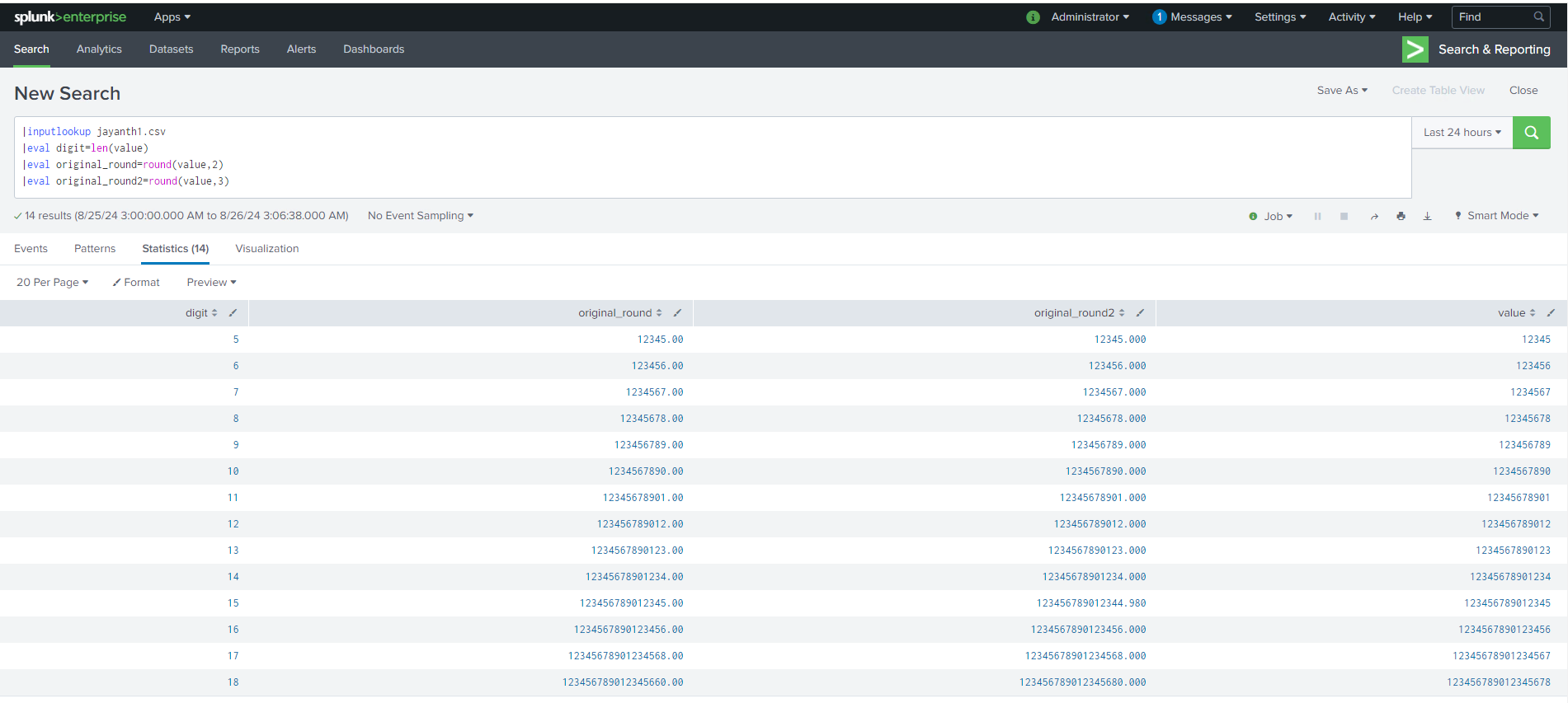 Splunk decimal digit rounding function not working for large numbers | Splunk
