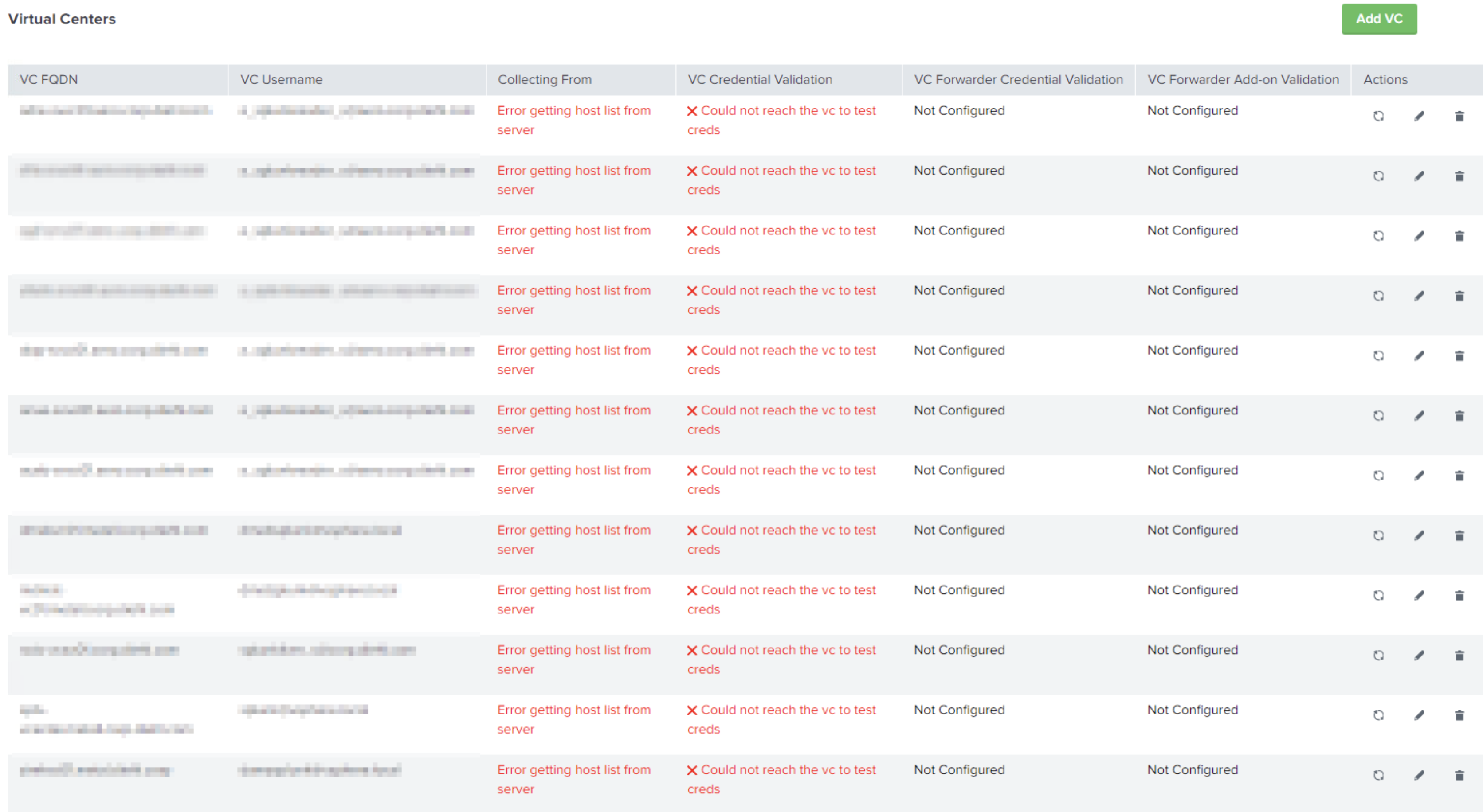 Splunk Add-on for VMWare Metrics - ERROR "Could not reach the vc to ...