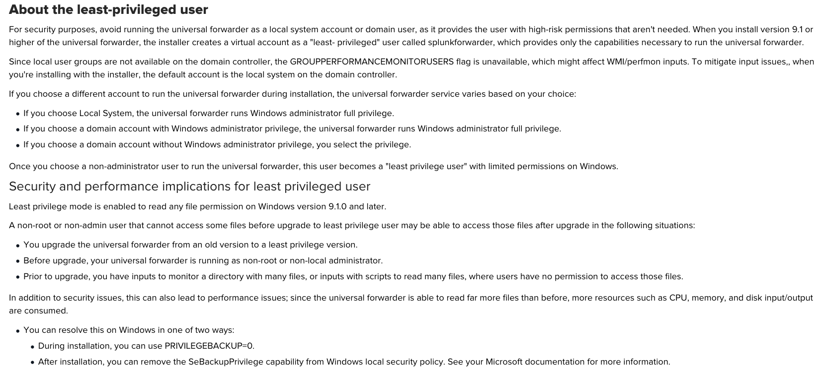 Windows Universal Forwarder high %CPU where Splunk user does not have read access to all of the ...