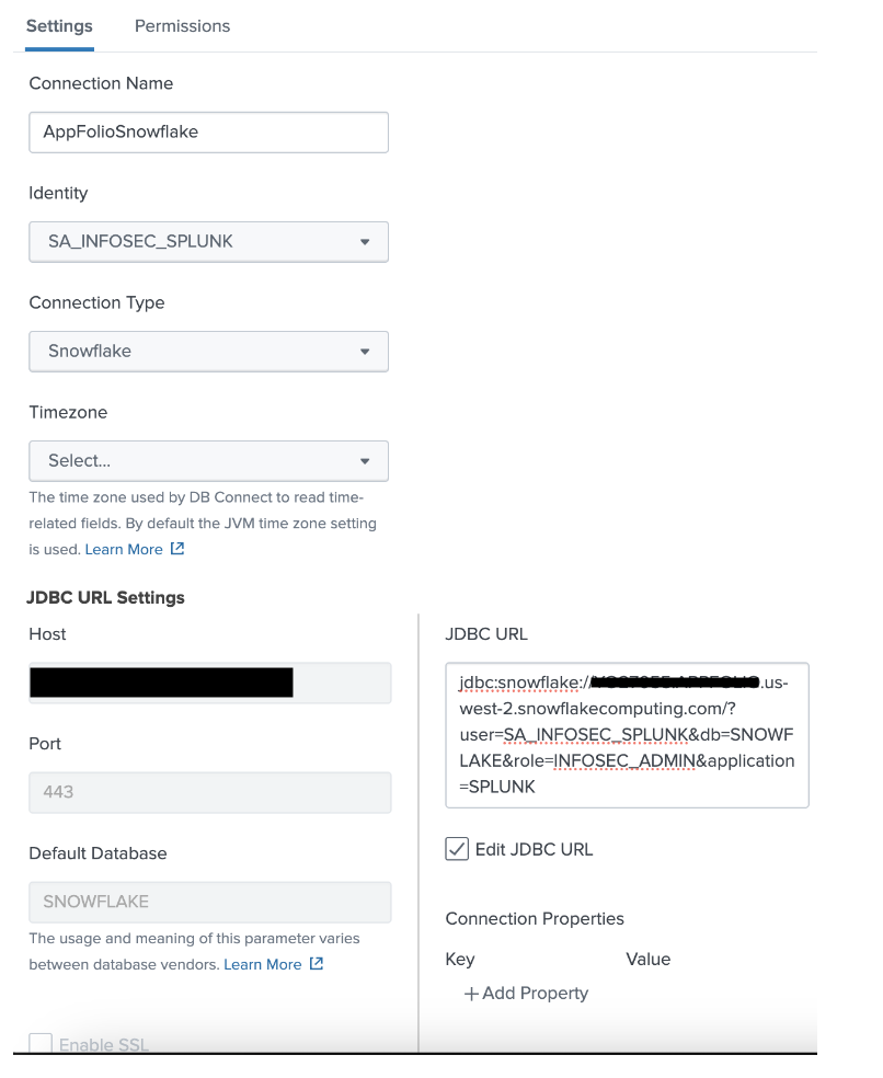 Unable To Save The Connection For The Snowflake Database For The Splunk Db Connect Splunk