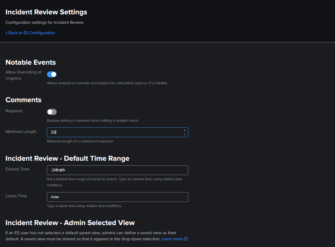 Unable To Edit Incident Review Settings page | Splunk