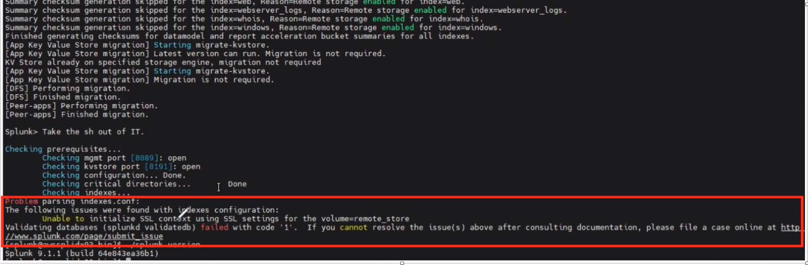 After upgrading Splunk from 8.x to 9.x, Splunk failed to start | Splunk