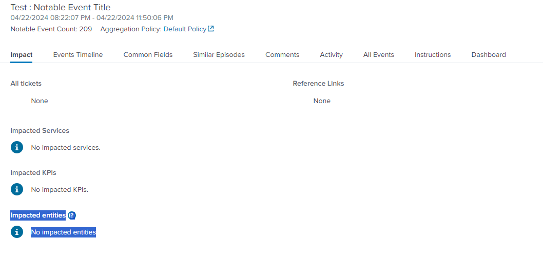 ITSI Episode Review dashboard is not displaying the impacted entities. | Splunk