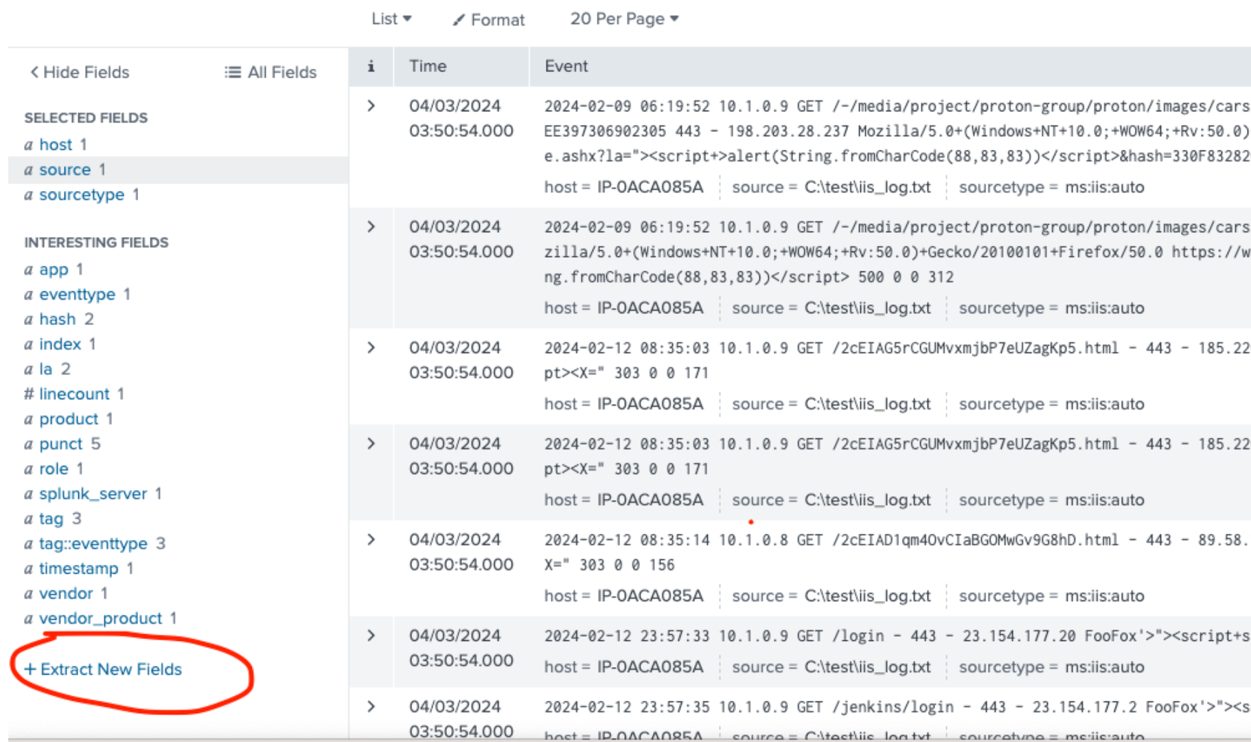 While using table command, Splunk converts some "IIS logs" into HTML-encoded character | Splunk