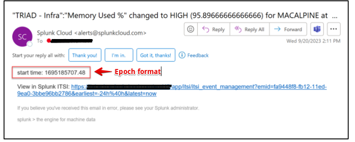 How to convert epoch time field to human readable format in email action. | Splunk