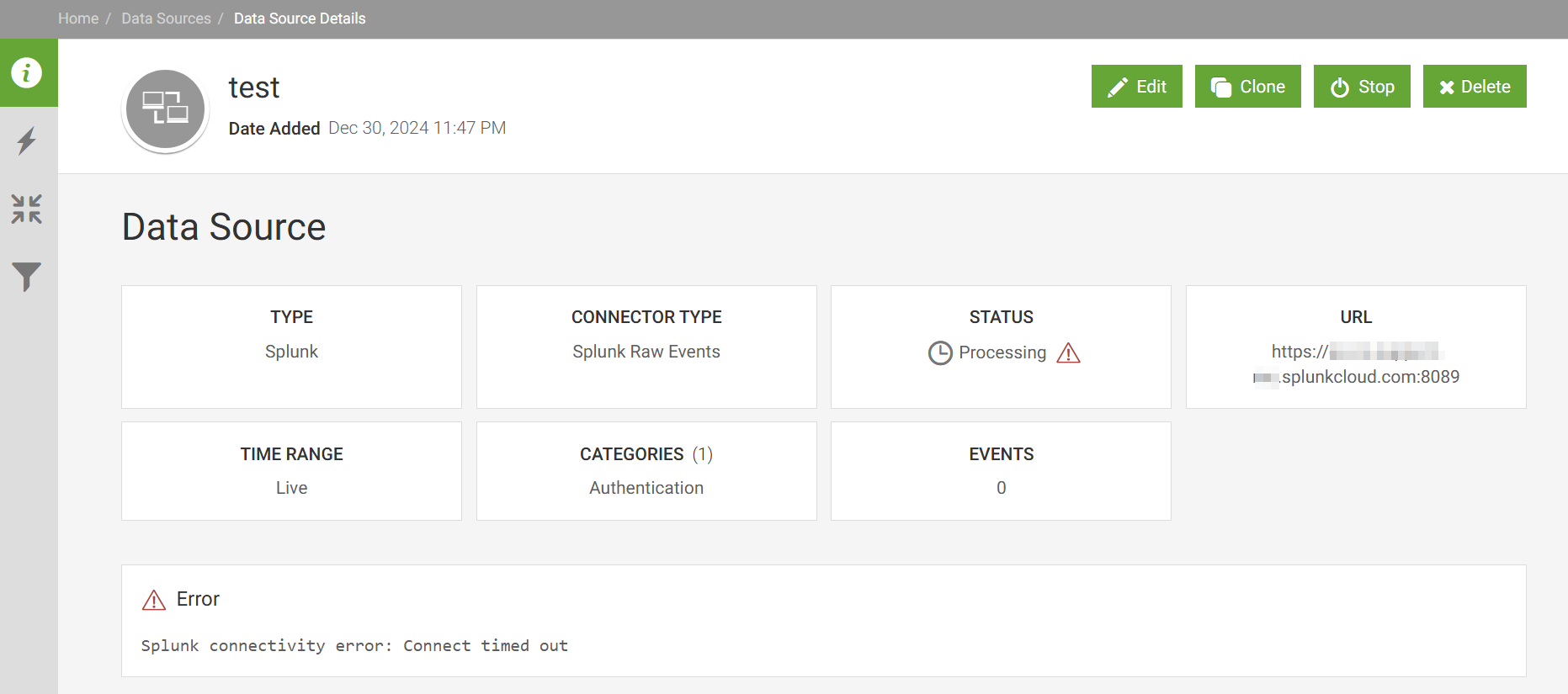 Setting up UBA datasource from Splunk cloud timed out | Splunk