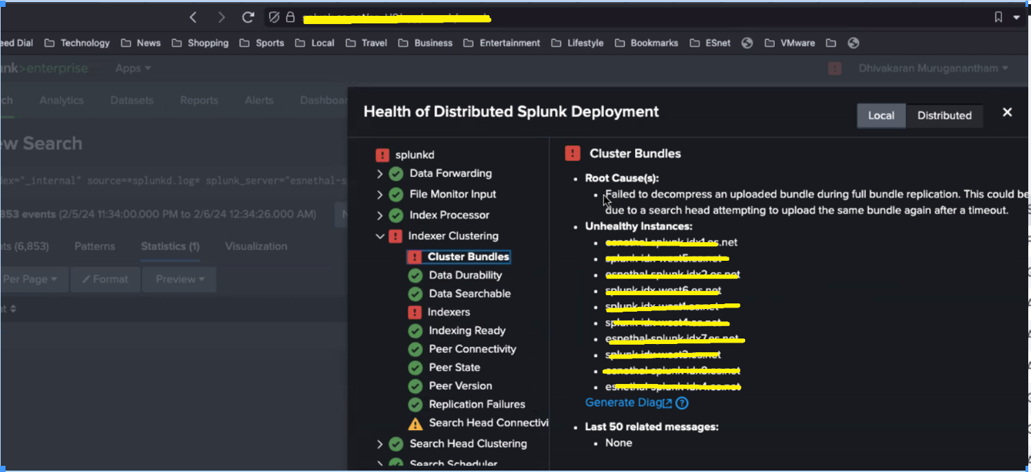 Failed to untar the bundle="/opt/splunk/var/run/searchpeers/XXXX.bundle". This could be due ...