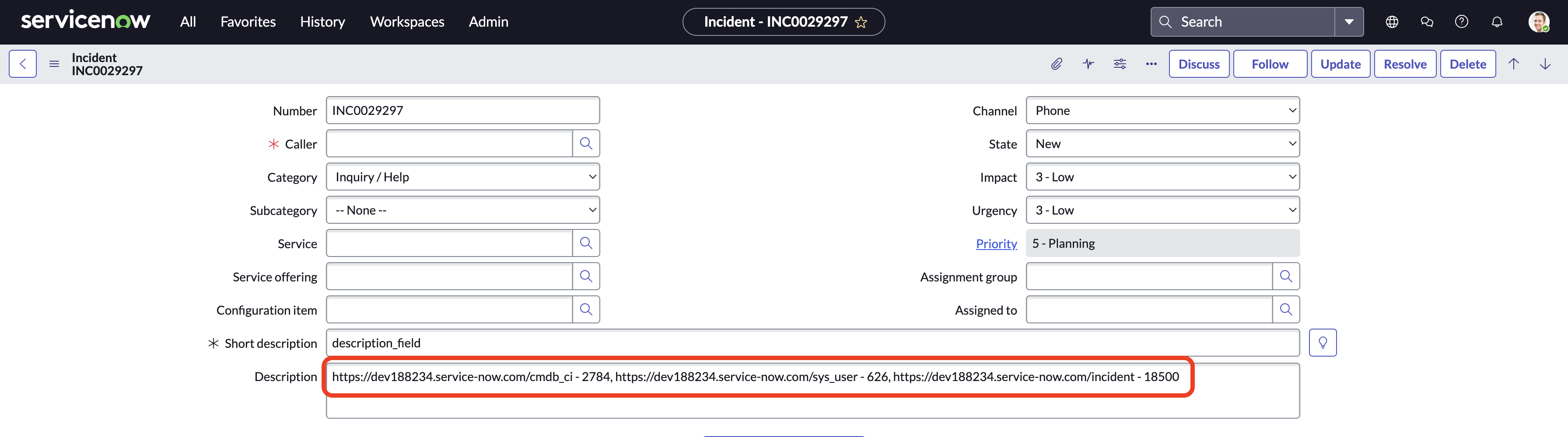 Incident created using Alert from Splunk and the Splunk Add-on for ...