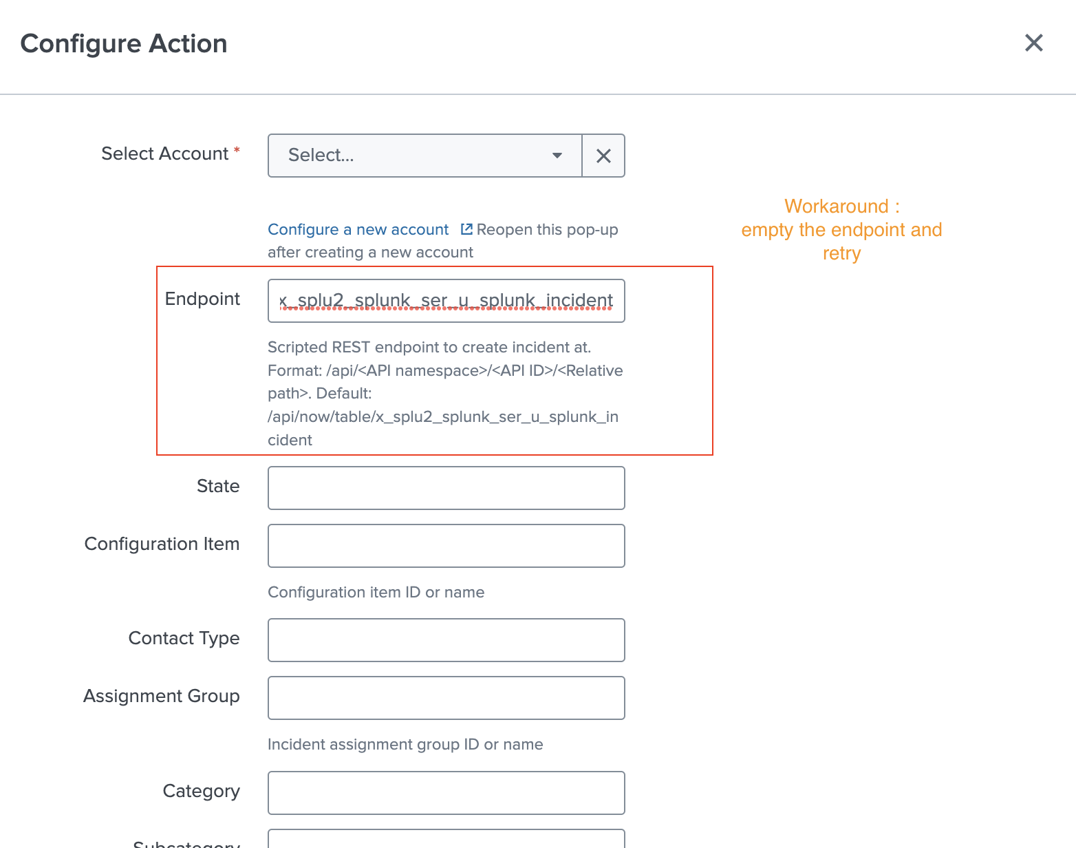 in ITSI, the ServiceNOW (SNOW) ticket integration creates incident ...