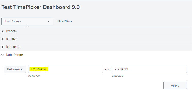 "Invalid value" for earliest/latest in time picker on dashboards | Splunk