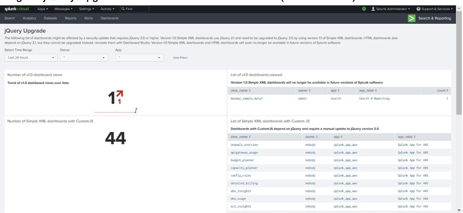 Upgrade Your Splunk Instance to use jQuery 3.5 | Splunk