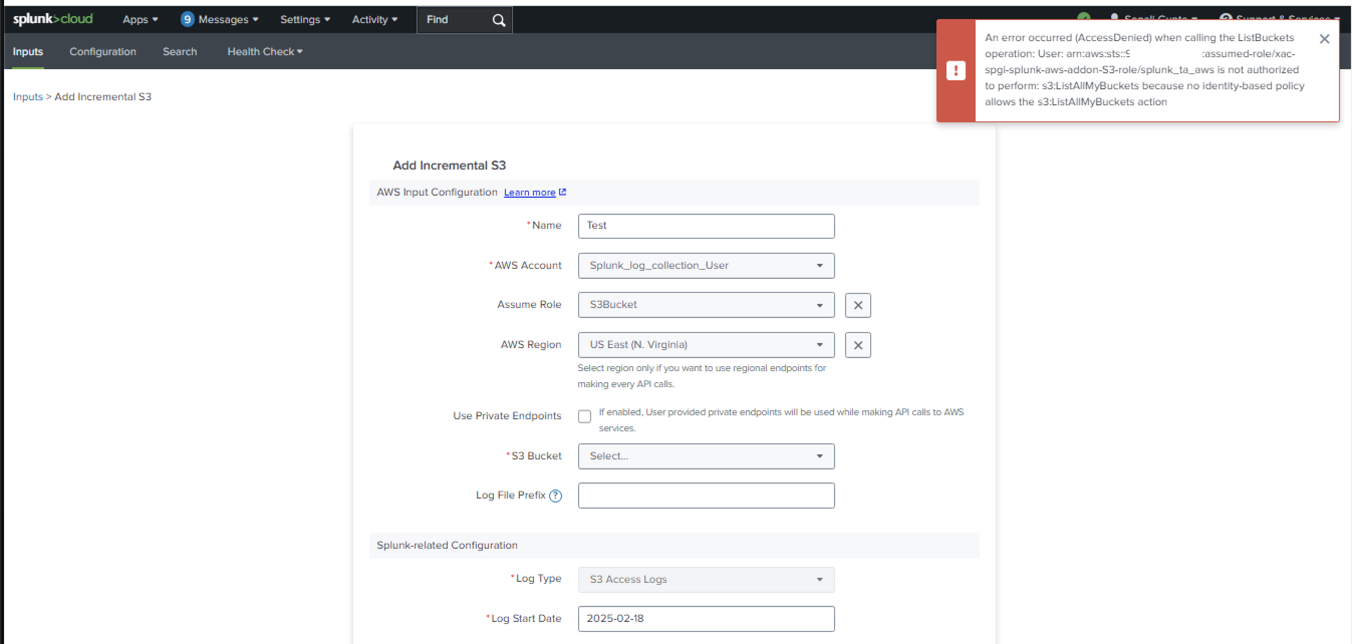 How to Restrict User Access to Specific S3 Buckets in Splunk Add-on for AWS Input Configuration ...