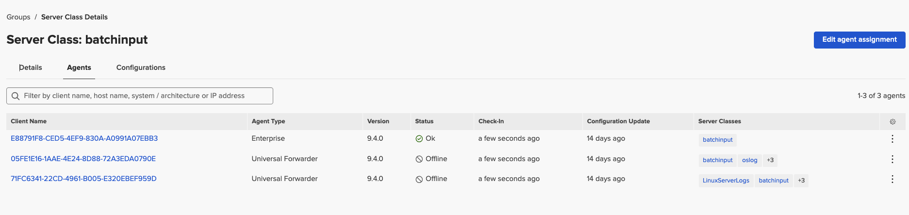 Deployment Server 9.4, Universal Forwarder (Agent) status is always “Pending” under "Server ...