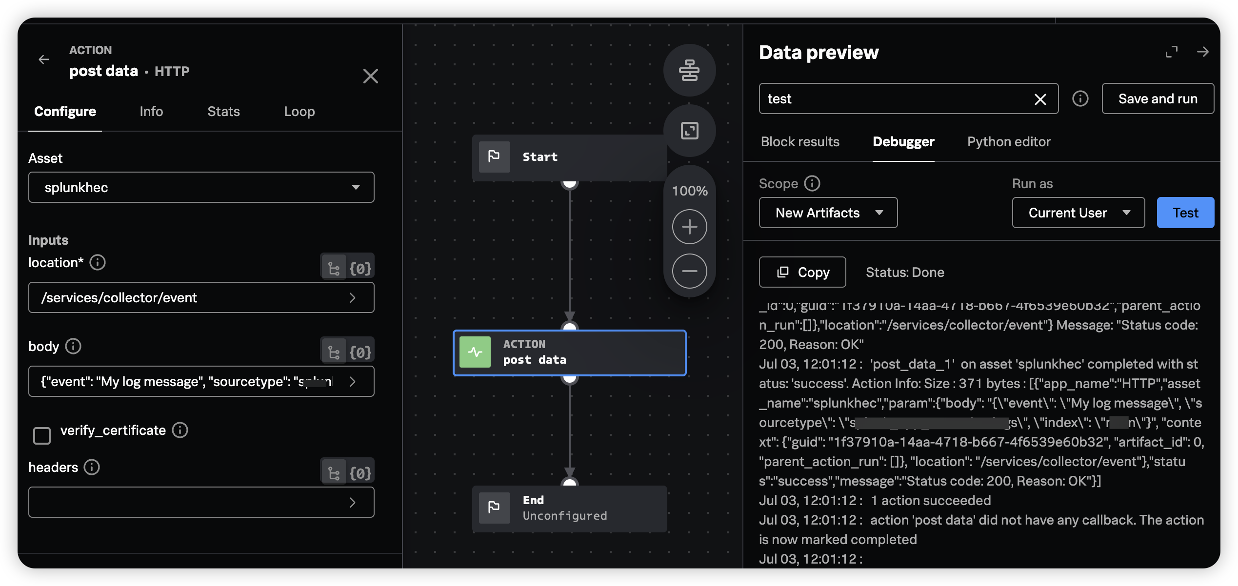 Post Data from SOAR to Splunk HEC Using the HTTP Connector | Splunk